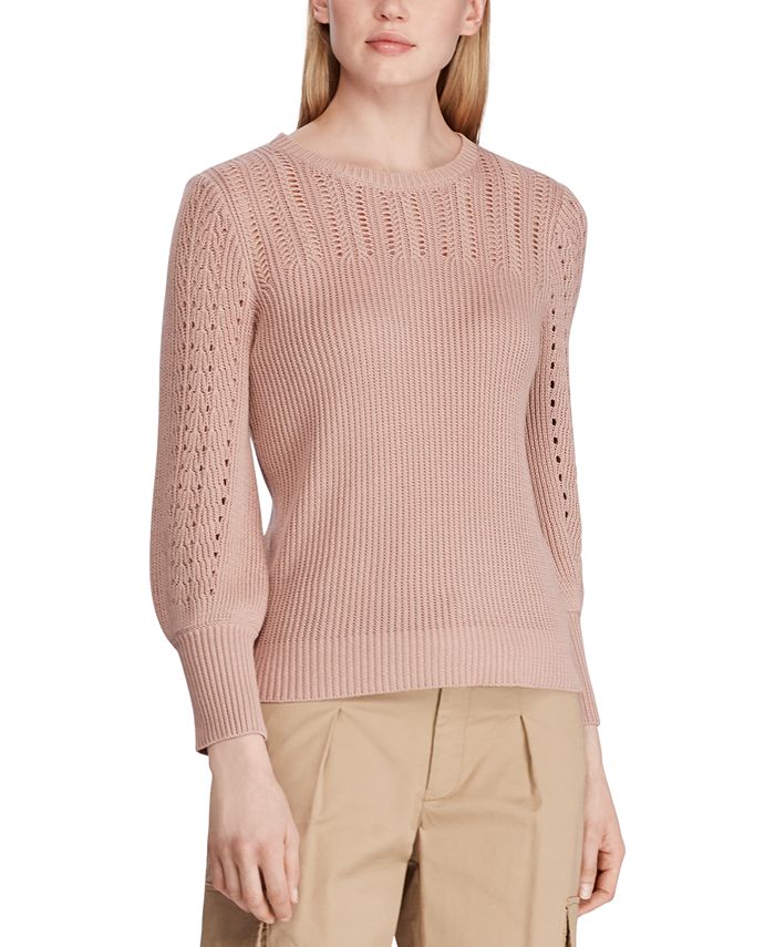 Lauren Ralph Lauren Lightweight Pointelle-Knit Sweater - Macy's