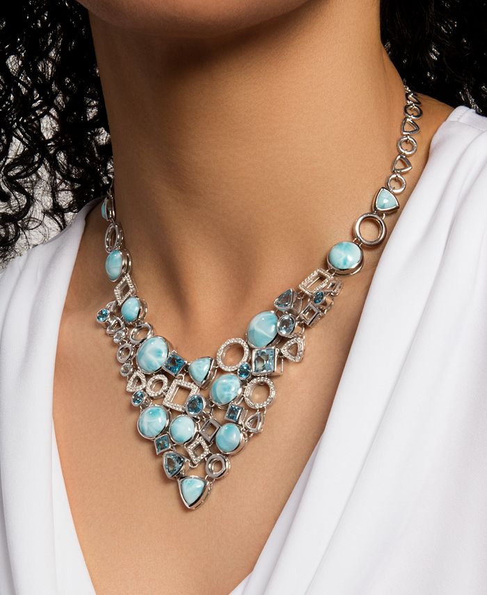 Marahlago Multi-Gemstone 18" Statement Necklace in Sterling Silver - Macy's