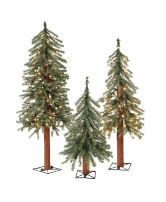 Sterling Pre-Lit Alpine Trees w/ Metal Wire Base - Set of 3 - Macy's