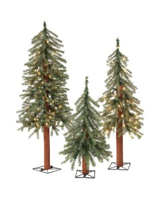 Sterling Pre-Lit Alpine Trees w/ Metal Wire Base - Set of 3 - Macy's