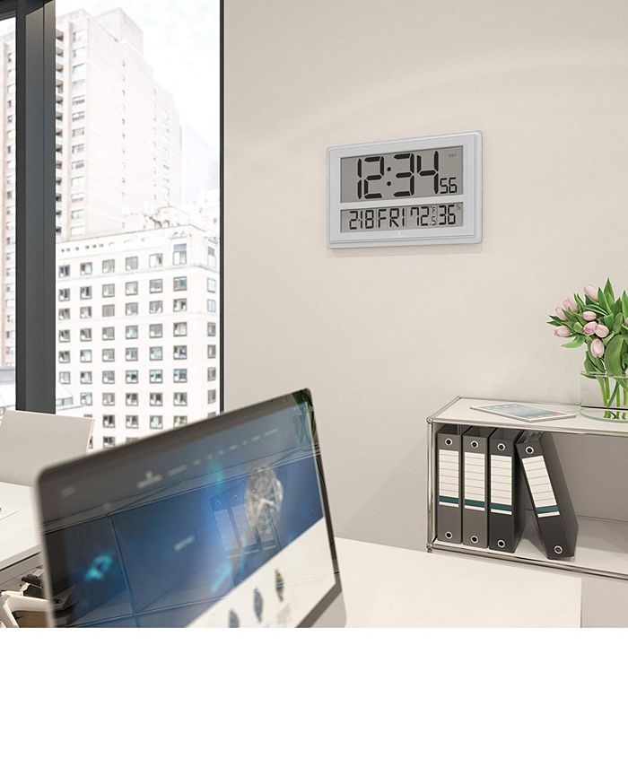 Marathon Jumbo Atomic Wall Clock with Date, Indoor Temperature and ...