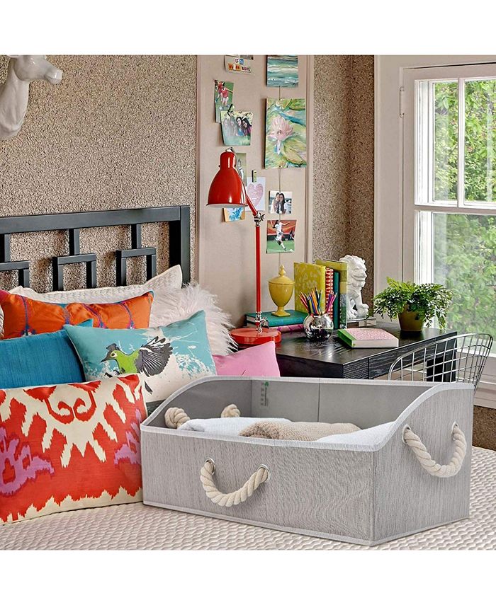 StorageWorks Low Front Fabric Storage Bin with Cotton Rope Handles 2 ...