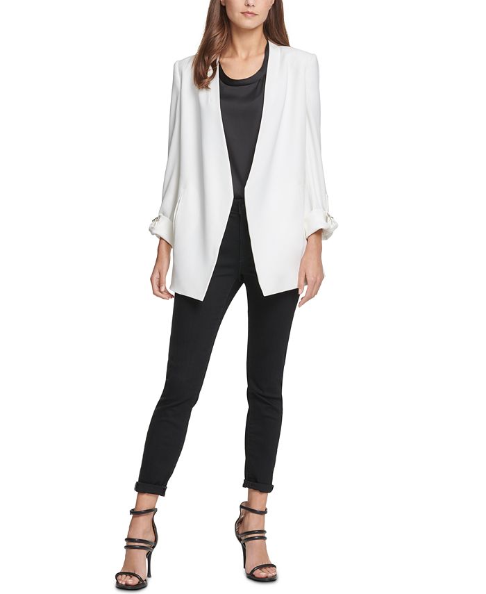 DKNY Open-Front Roll-Tab Jacket - Macy's