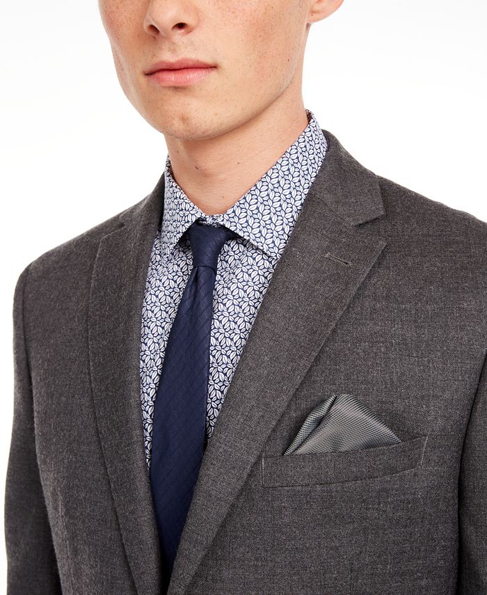 Bar III Men's Slim-Fit Gray Flannel Suit Separate Jacket, Created for ...