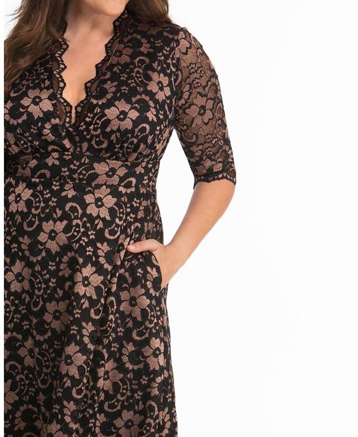 Kiyonna Plus Size Mon Cherie Floral Lace Cocktail Dress Macys