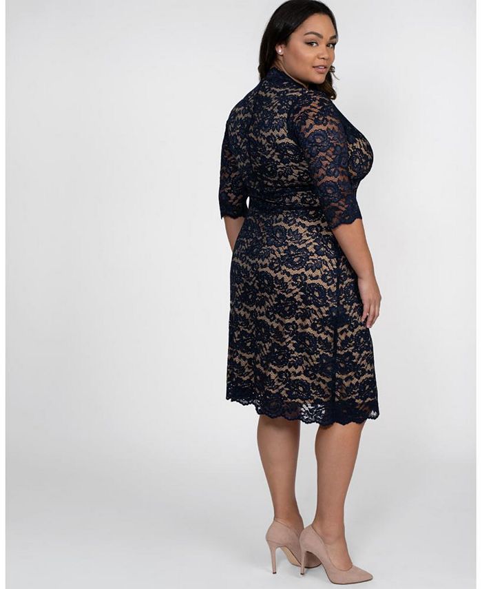 Kiyonna Womens Plus Size Scalloped Boudoir Lace Dress Macys