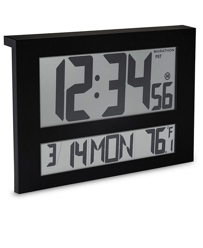 Marathon Jumbo Atomic Wall Clock with 6 Time Zones, Indoor Temperature ...