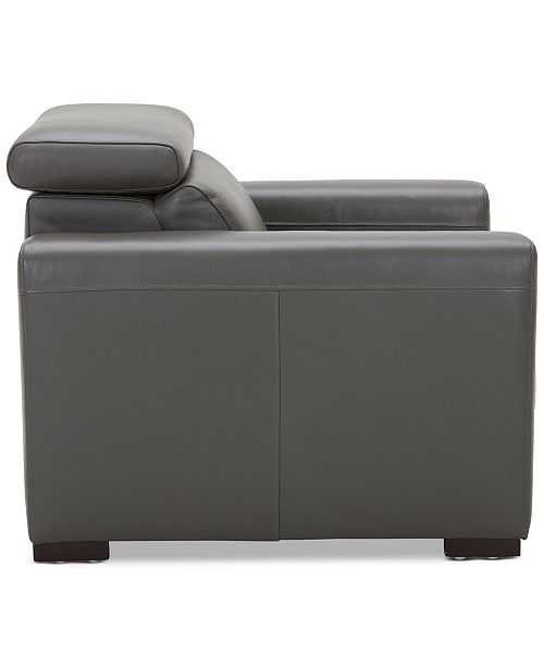 Furniture Nevio 39" Leather Power Recliner with Rachet Headrest ...