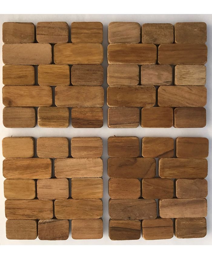 Hip-o Modern Living Teak Coasters, Set Of 4 - Macy's