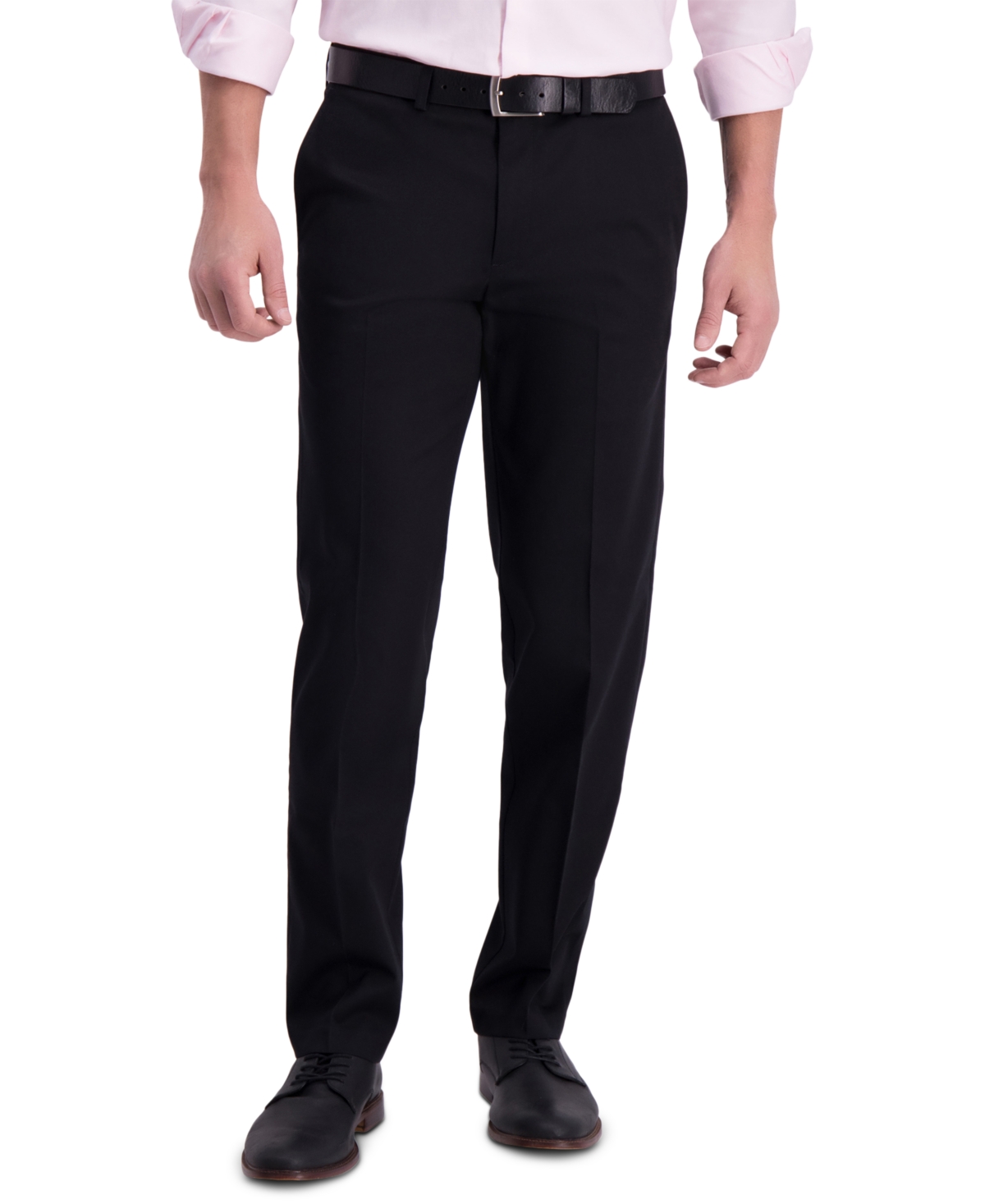 Haggar Mens Iron Free Premium Khaki Straight-Fit Flat-Front Pant - Black