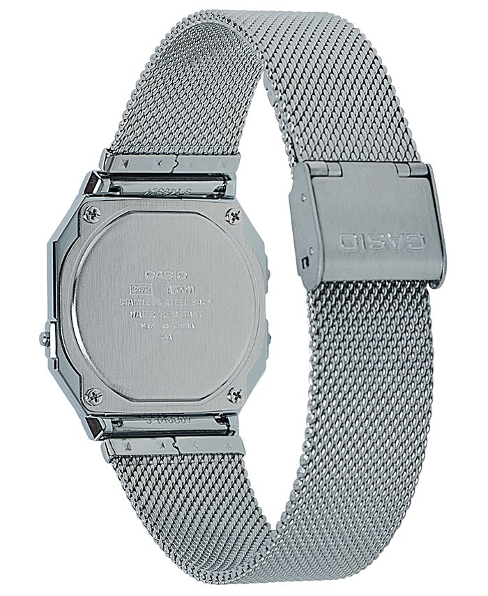 Casio Unisex Digital Stainless Steel Mesh Bracelet Watch 35.5mm - Macy's