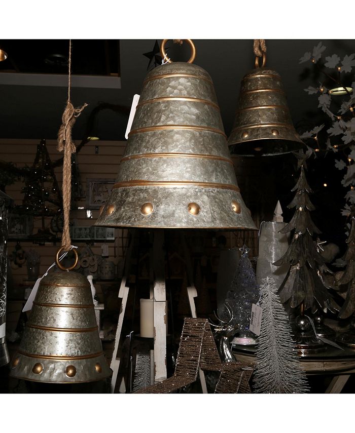 Sterling Nested Galvanized Metal Bells with Gold Accents and Twine ...