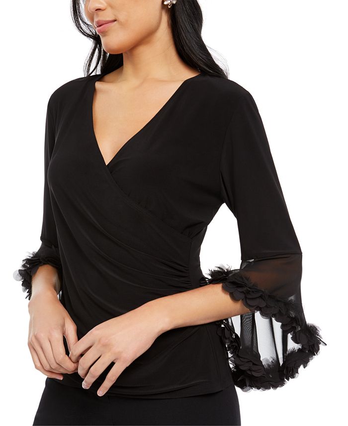 MSK Statement-Sleeve Surplice Top - Macy's