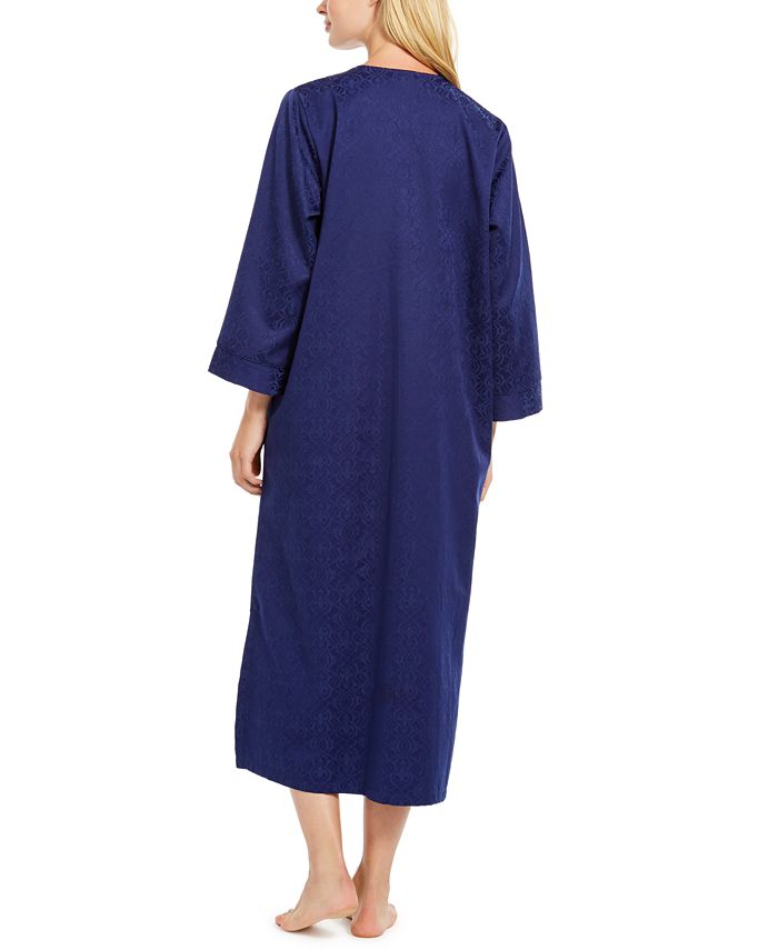 Miss Elaine Jacquard Satin Long Zipper Robe - Macy's