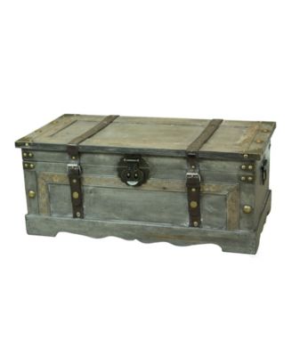 Vintiquewise Rustic Gray Large Wooden Storage Trunk - Macy's