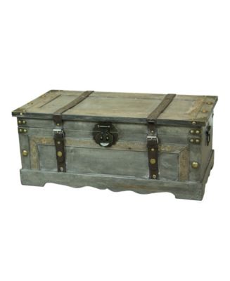 Vintiquewise Rustic Gray Large Wooden Storage Trunk - Macy's