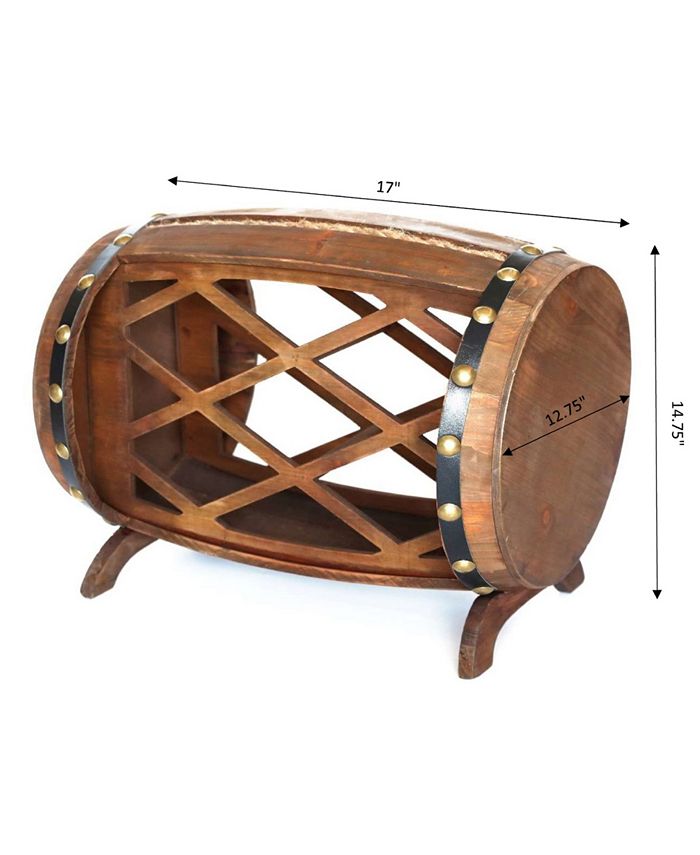 Vintiquewise Rustic Wooden Barrel Shaped Wine Rack, 5 Bottle Decorative ...