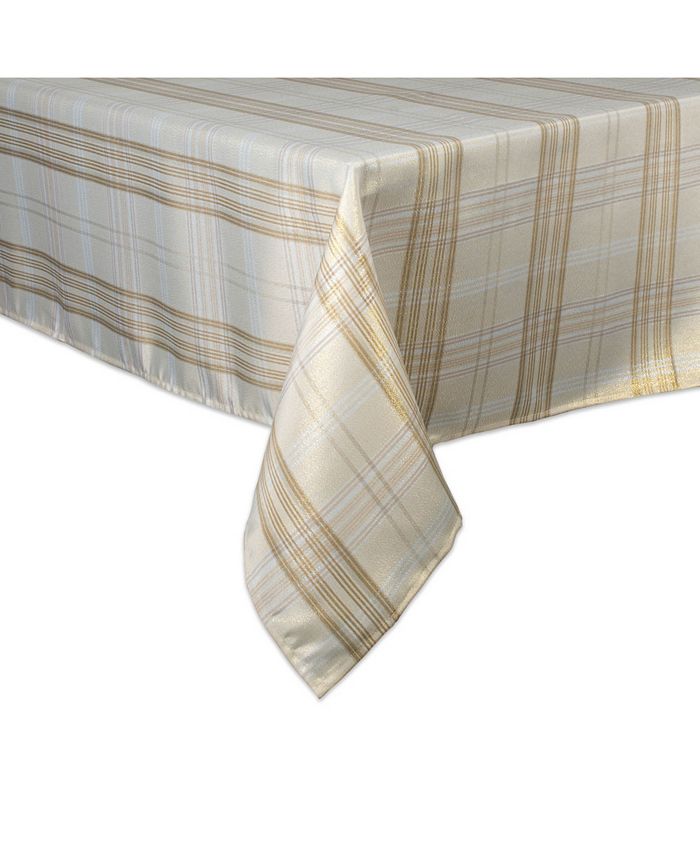 Design Imports Metallic Plaid Tablecloth - Macy's