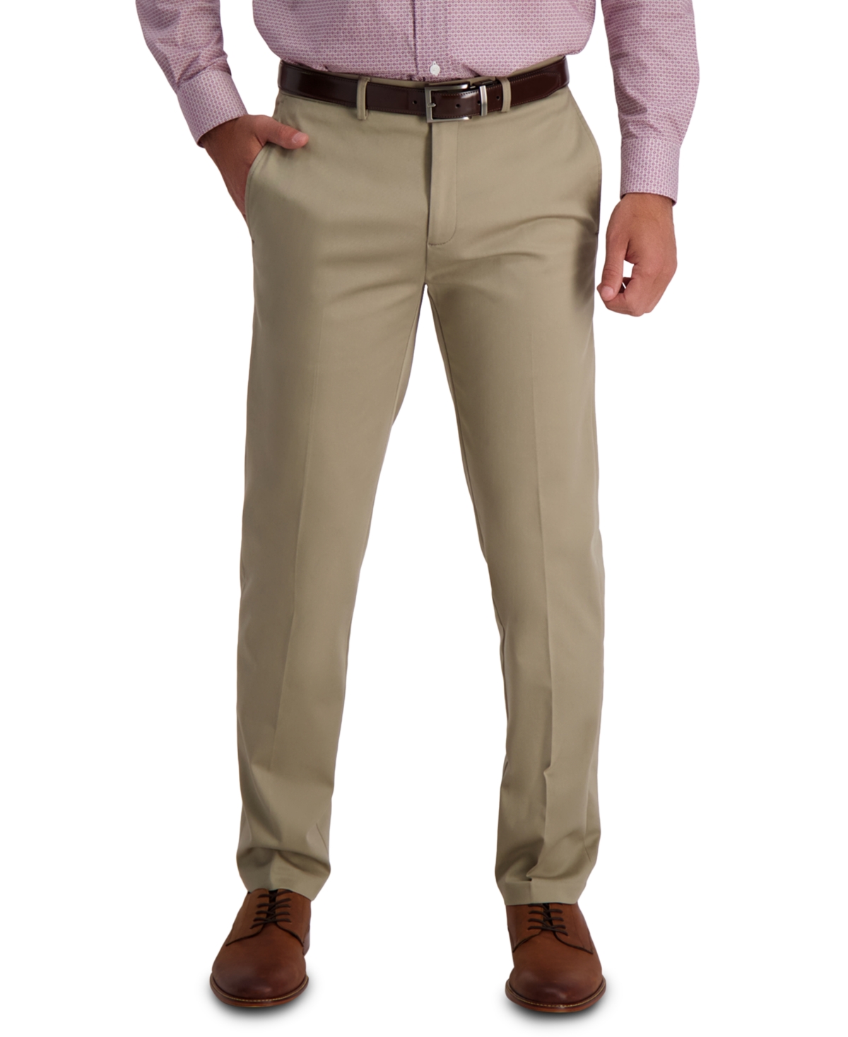 Haggar Mens Iron Free Premium Khaki Straight-Fit Flat-Front Pant - Med Khaki