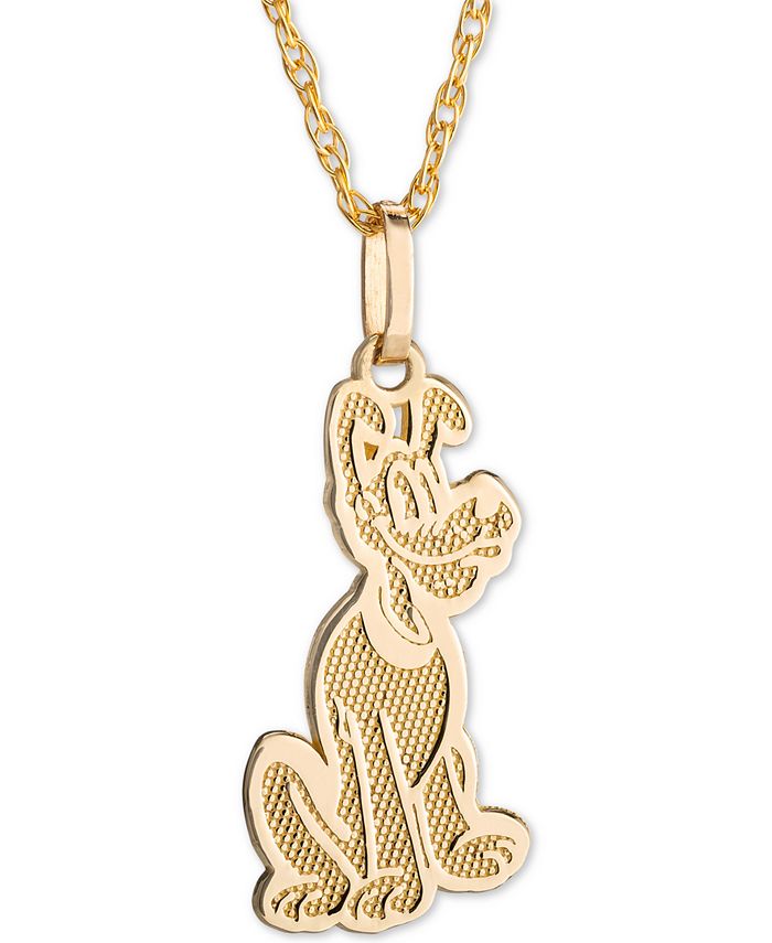 Disney Children's Pluto 15" Pendant Necklace in 14k Gold - Macy's
