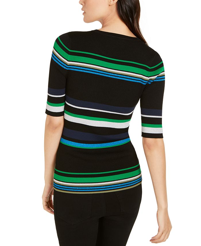 INC International Concepts INC Metallic Striped Ribbed Sweater, Created ...