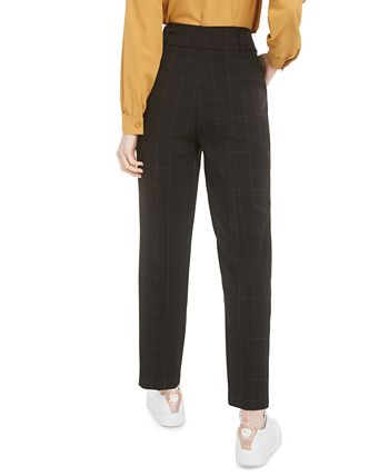 Bar III Tie-Waist Windowpane-Print Pants, Created for Macy's - Macy's