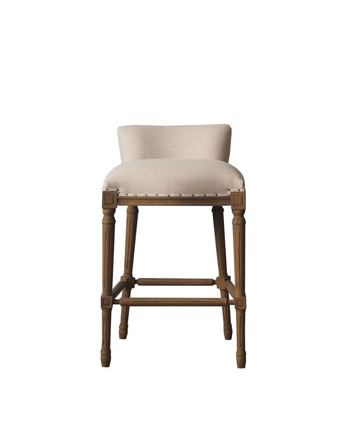 Burnham Home Designs Francesca Stool Wooden Barstool with Linen Seat ...
