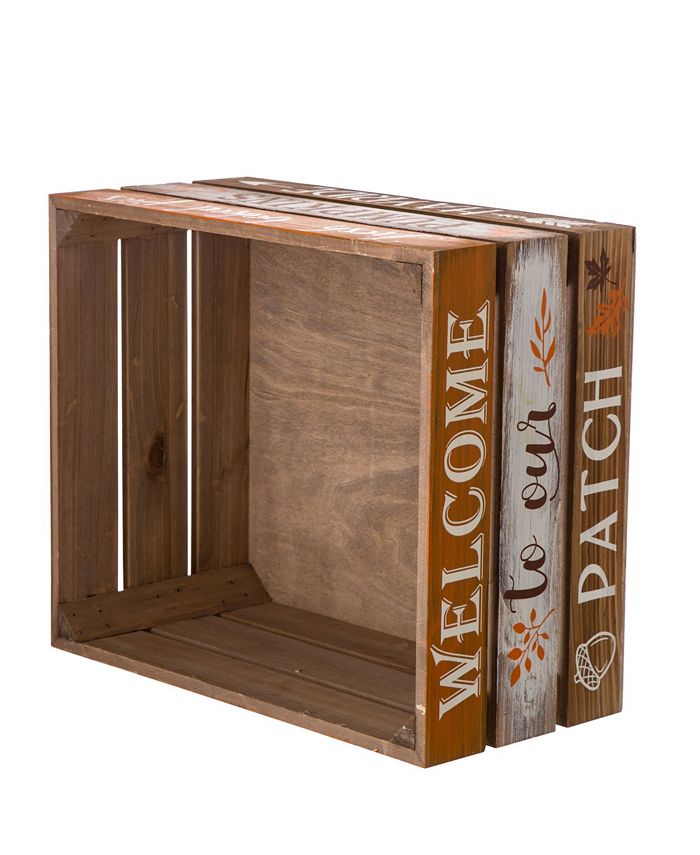 Glitzhome S/2 Wooden Pumpkin Crate - Macy's