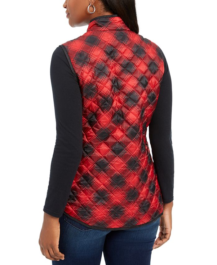 Karen Scott Petite Plaid Puffer Vest, Created for Macy's - Macy's