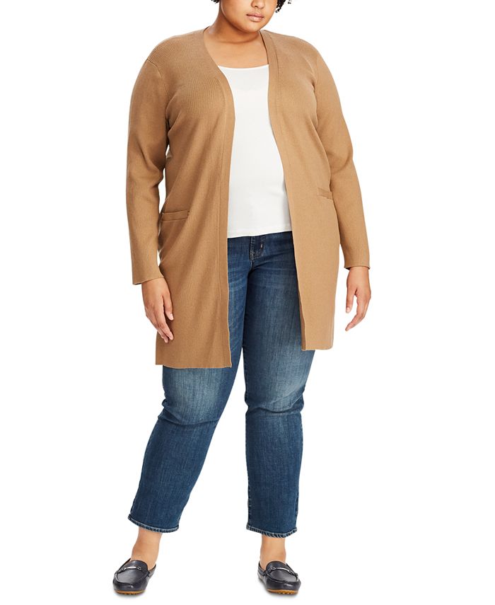 Lauren Ralph Lauren Plus Size Ribbed Long Cardigan & Reviews - Sweaters ...