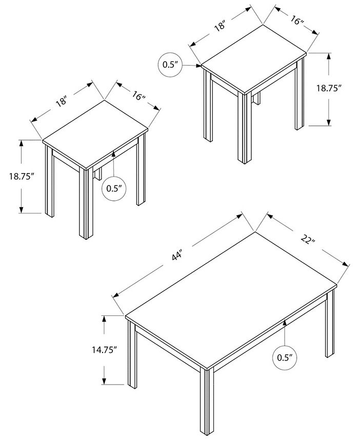 Monarch Specialties 3 Piece Table Set & Reviews - Furniture - Macy's