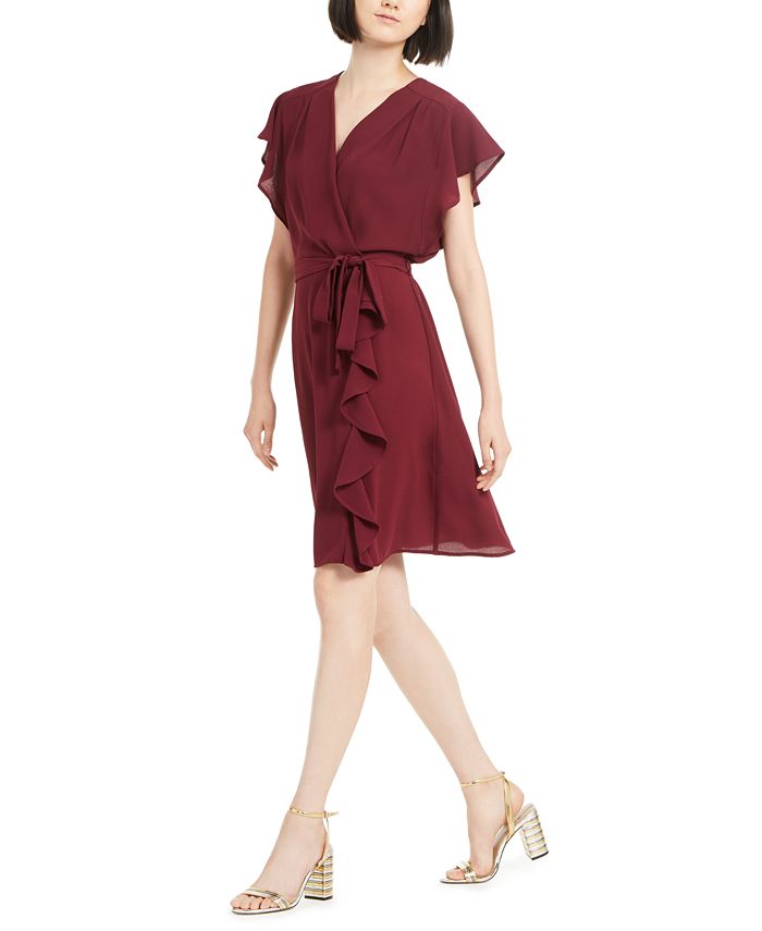 Monteau Petite Flutter Wrap Dress - Macy's
