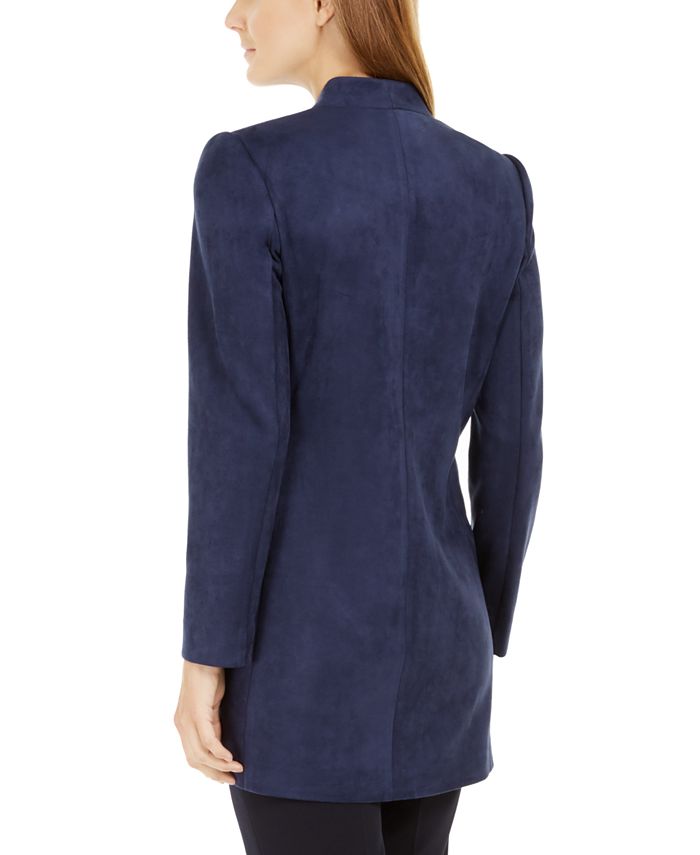 Calvin Klein Faux-Suede Open-Front Topper Jacket - Macy's