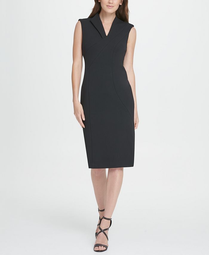 DKNY Seamed Compression Crepe Sheath Dress - Macy's
