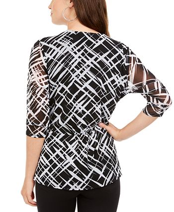 Alfani Asymmetrical Mesh Top, Created for Macy's - Macy's