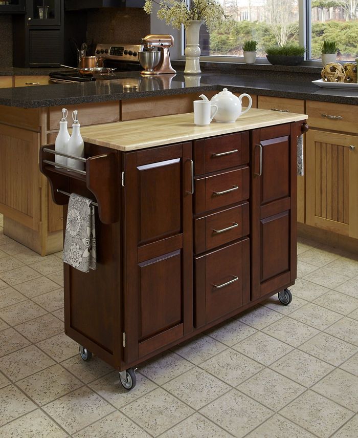 Home Styles Create-A-Cart Cherry Finish with Wood Top - Macy's