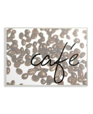 Stupell Industries Café Coffee Beans in Cursive Wall Plaque Art, 10" x ...