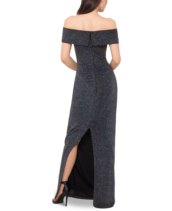 XSCAPE Off-The-Shoulder Metallic Gown - Macy's