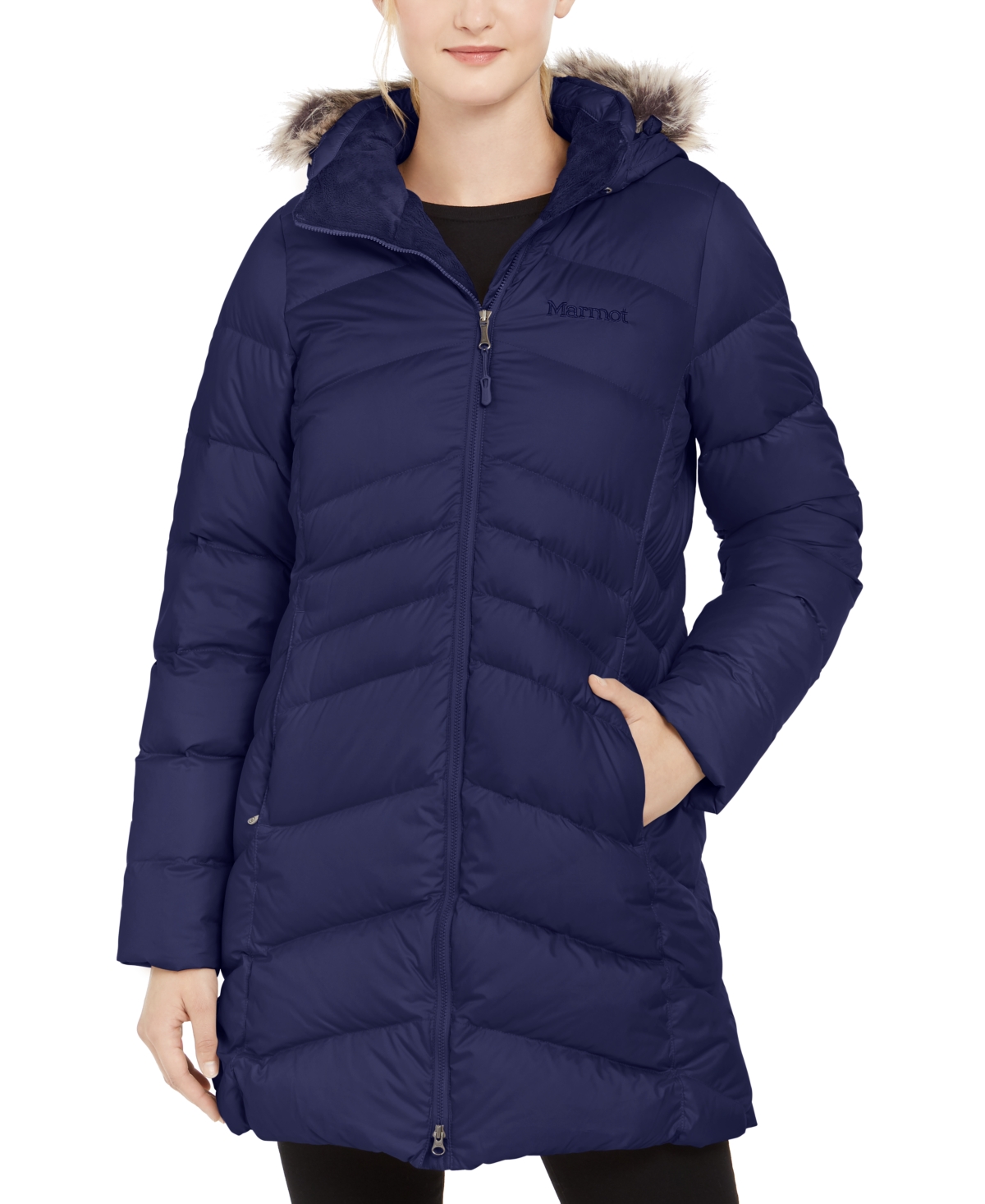 Marmot Women's Montreal Hooded Faux-Fur-Trim Coat | Smart Closet