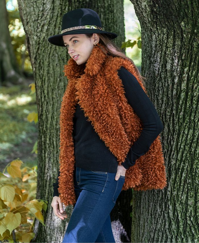 INC International Concepts INC Shaggy Faux-Fur Duster With Collar ...