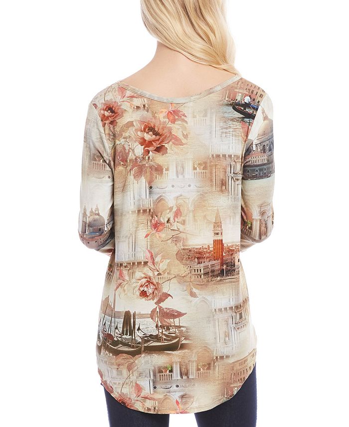 Karen Kane Montage-Print High-Low Top - Macy's