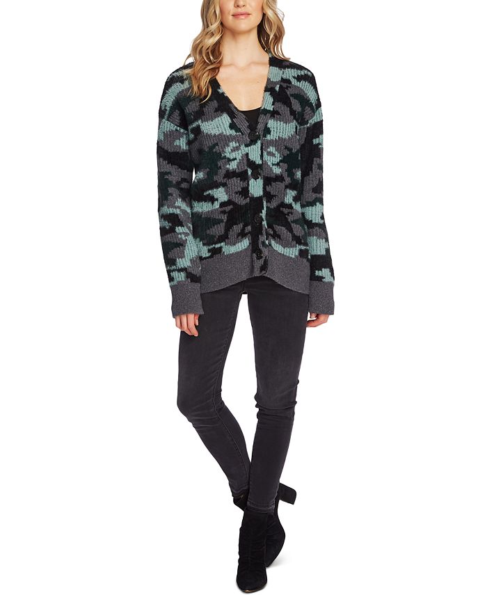Vince Camuto Textured Camo Cardigan Sweater - Macy's