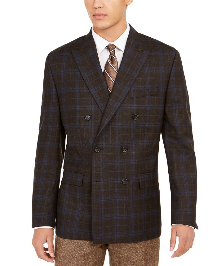 Lauren Ralph Lauren Men's Classic-Fit Windowpane Double-Breasted UltraFlex Sport Coat - Macy's