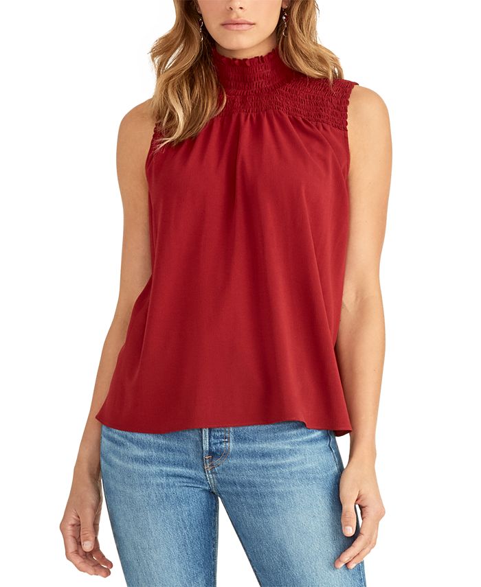 RACHEL Rachel Roy Mindi Smocked Mock-Neck Top - Macy's
