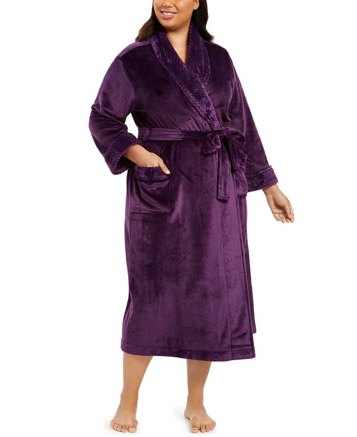 Charter Club Plus Size Plush Long Robe, Created for Macy's - Macy's