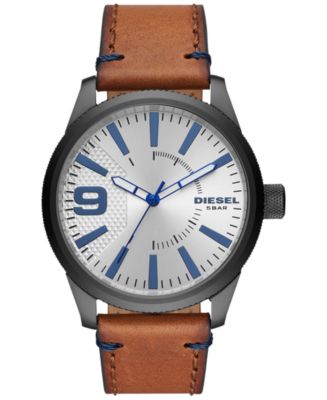 Diesel Men's Rasp Brown Leather Strap Watch 46mm - Macy's