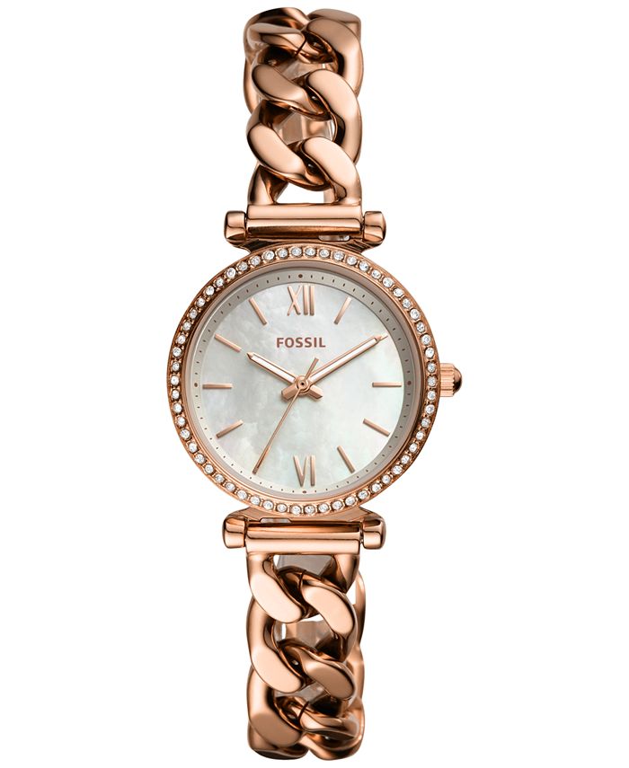 Fossil Women's Carlie Mini Rose Gold-Tone Chain Bracelet Watch 28mm ...