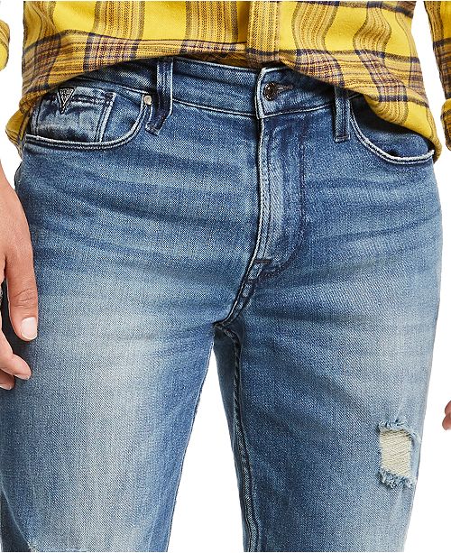 GUESS Men's Slim, Tapered Ripped Jeans & Reviews - Jeans - Men - Macy's
