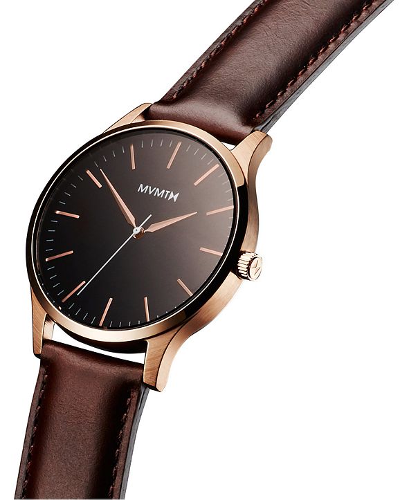 MVMT Men's The 40 Brown Leather Strap Watch 40mm & Reviews - Watches ...
