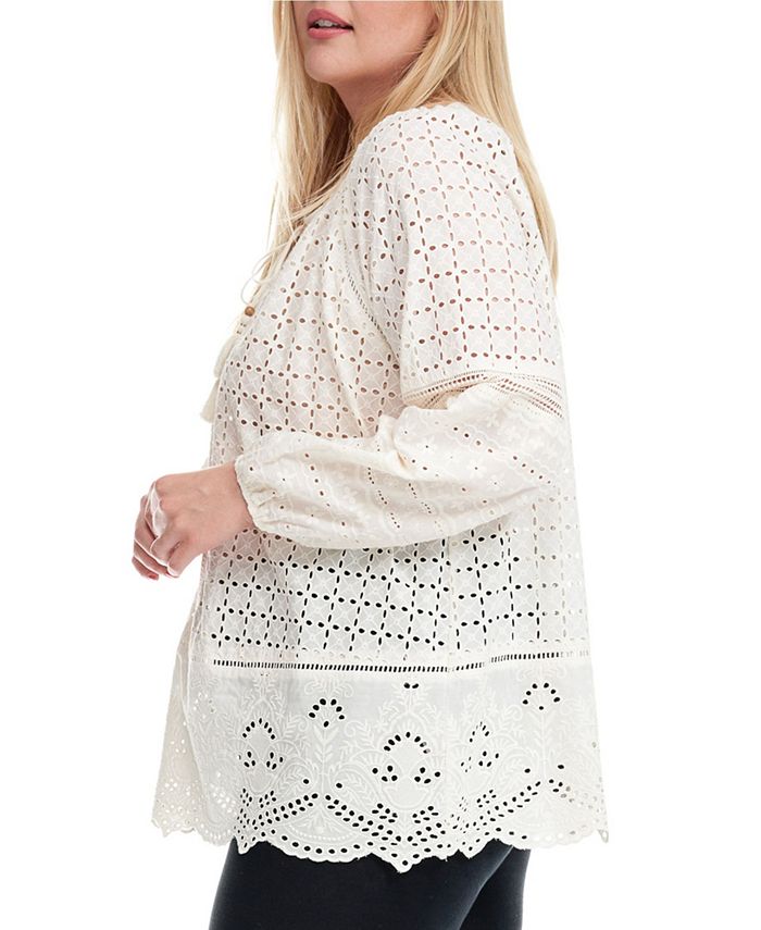 Fever Trendy Plus Size Eyelet Blouse - Macy's